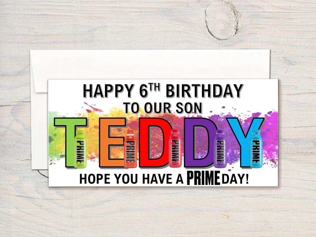 Personalised Prime Birthday Card , Prime Hydration Birthday Card ...