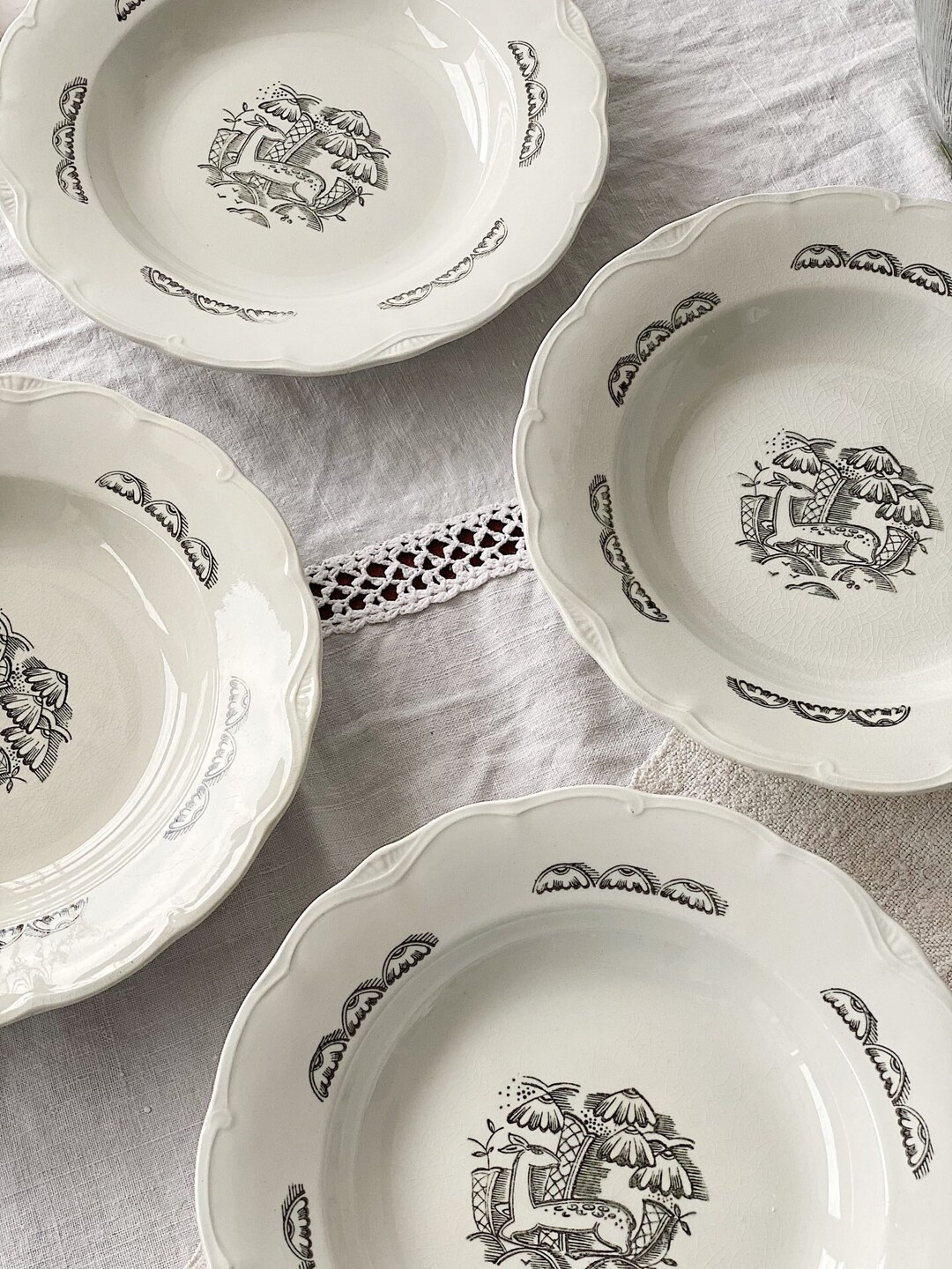 Set of 4 Vintage Mid Century 1920s Art Deco Dinner Plate 'HIND' Frm ...