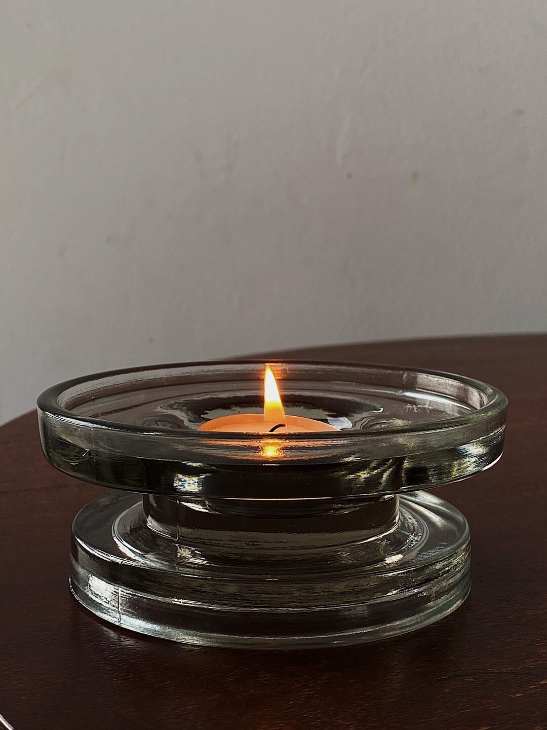 Vintage Mid Century 60s Heavyweight Glass Double Sided Candle Holder ...