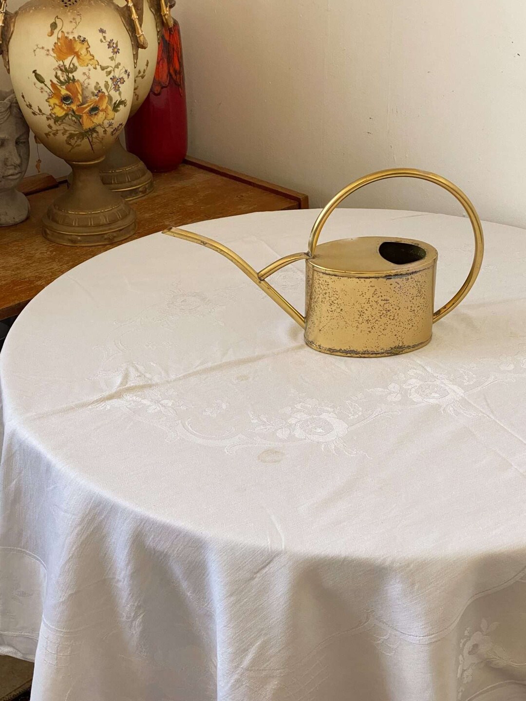 Large Vintage 40s Post-war White Tablecloth With Initials - Etsy