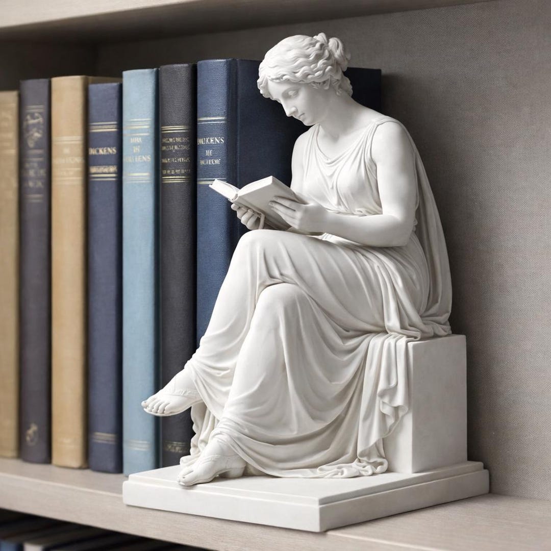 Bookend Statue – Reading Woman | PLA 3D Print, Monochrome | Book Holder ...