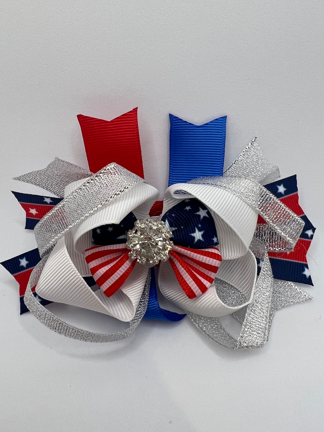 Red, White, Blue Diamond Bow - Etsy