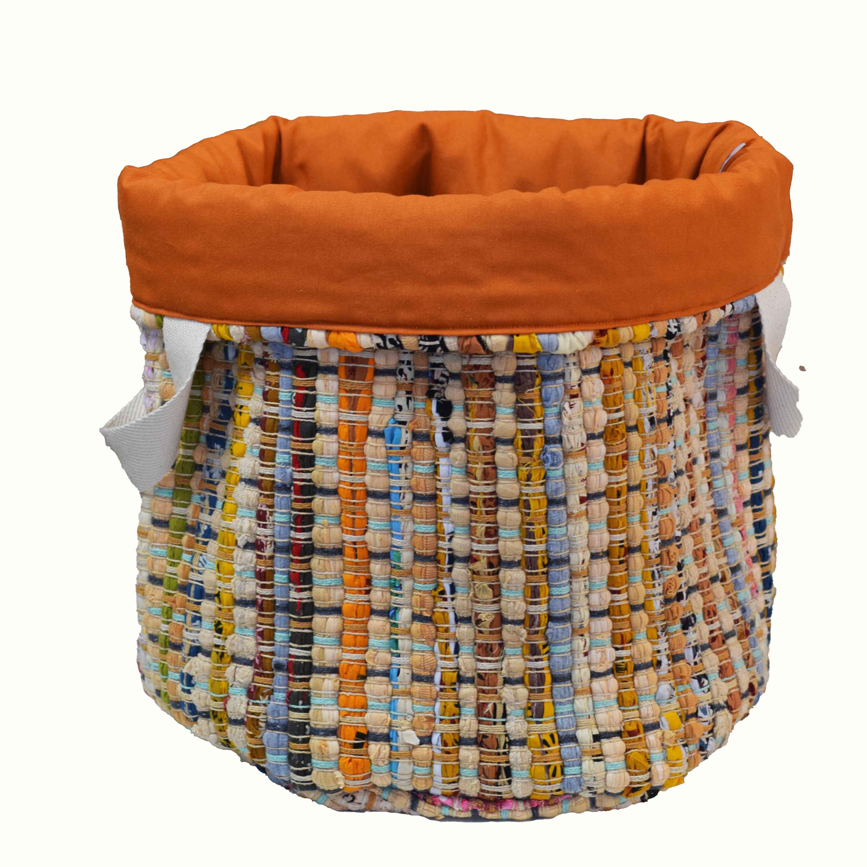 Basket Kourelou Terracotta Ragrug R35x40cm With Handles - Etsy