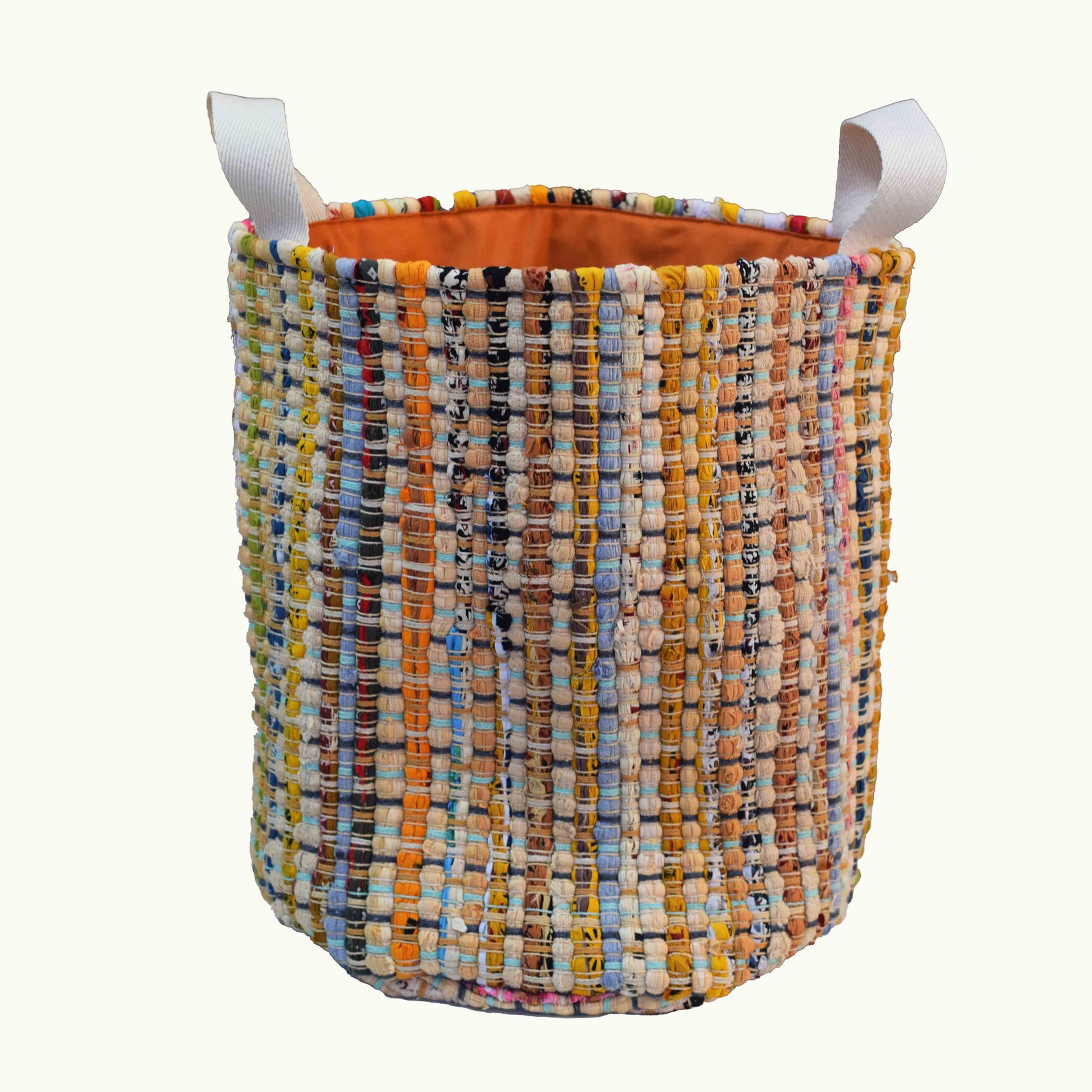 Basket Kourelou Terracotta Ragrug R35x40cm With Handles - Etsy