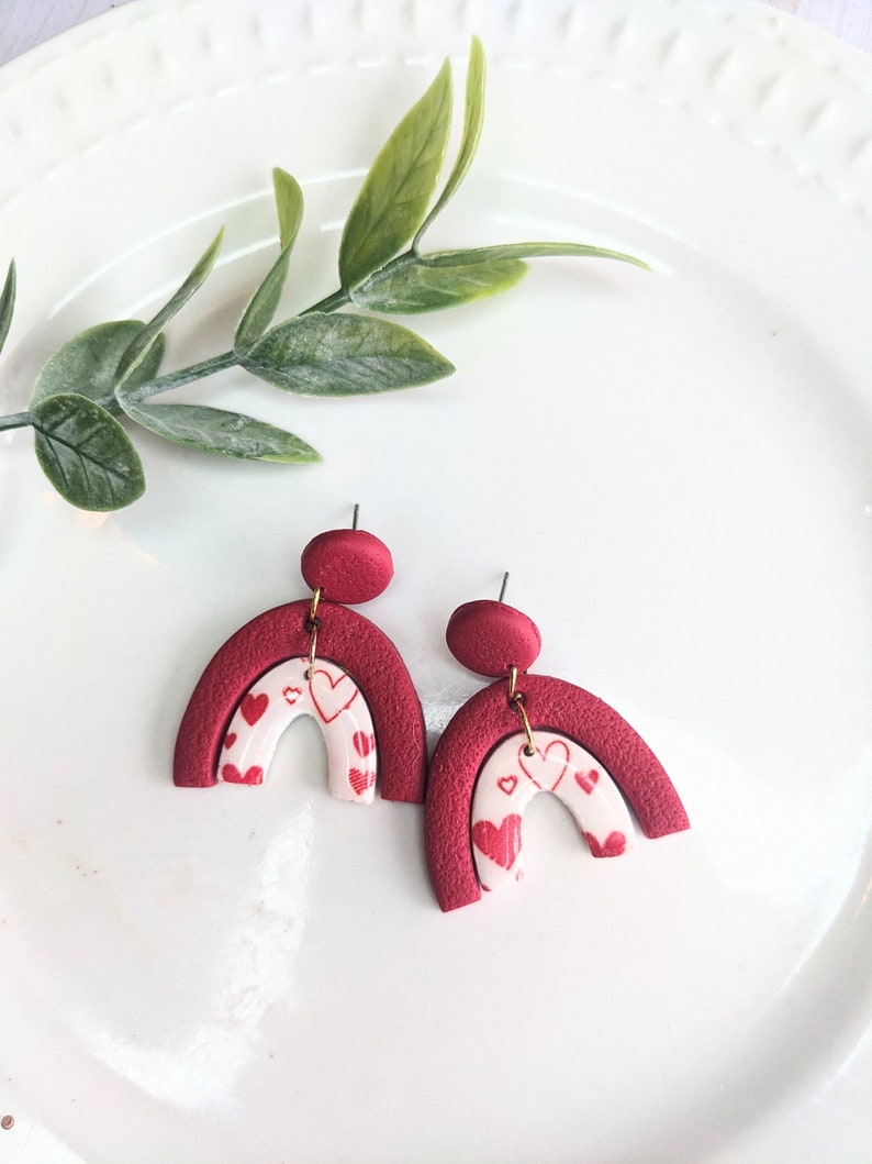 Polymer Clay Valentines Earrings Rainbow Earrings Valentines Day