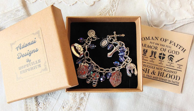 Catholic Charm Bracelet Armor God Jewelry Gift for Her Faith Protection ...