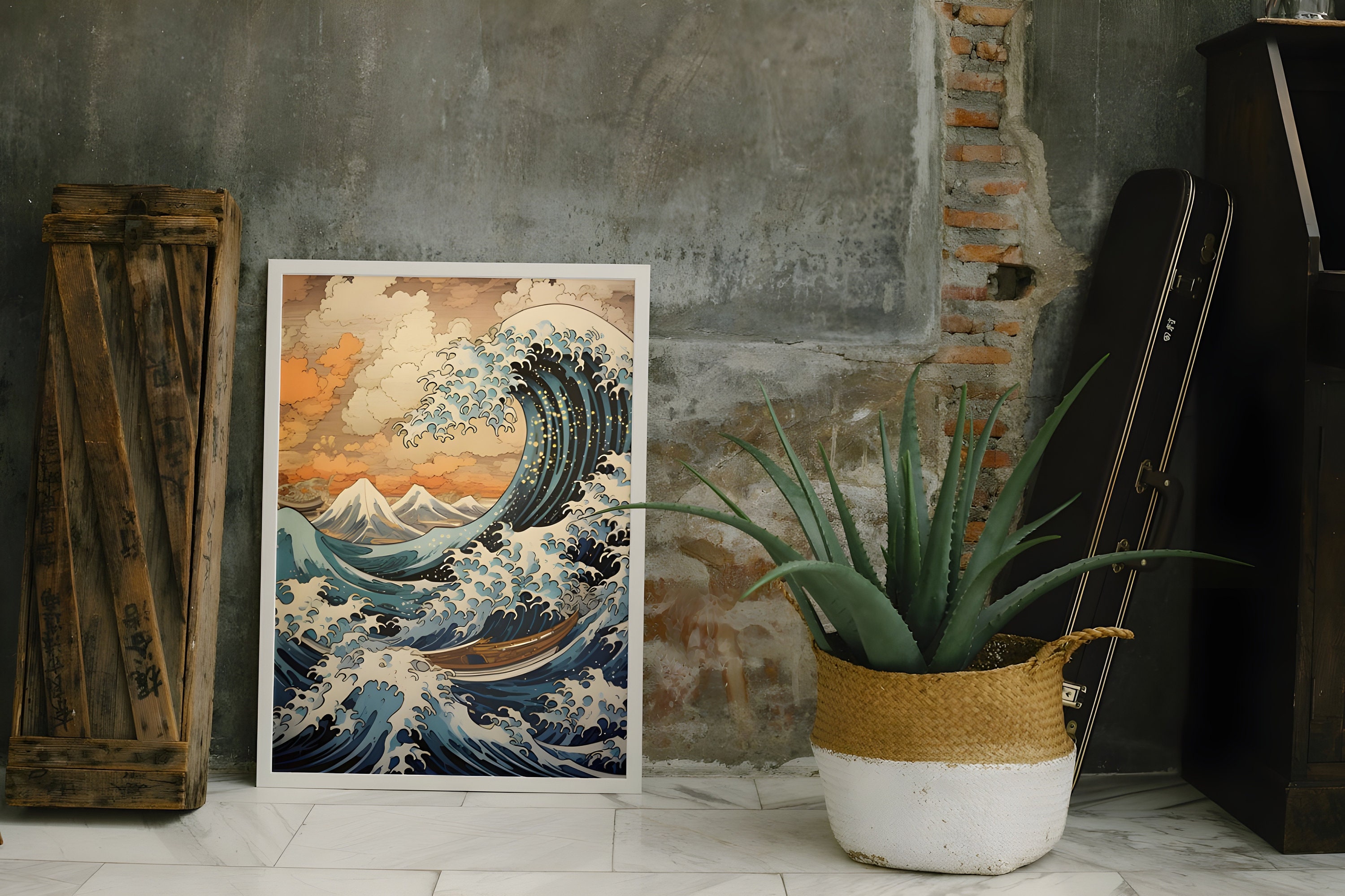 Kanagawa Oki Nami Ura the Great Wave Reimagined Printable Wall Art - Etsy