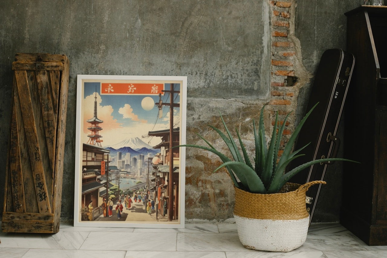 Vintage Japanese City Poster, Printable Wall Art, Digital Product ...