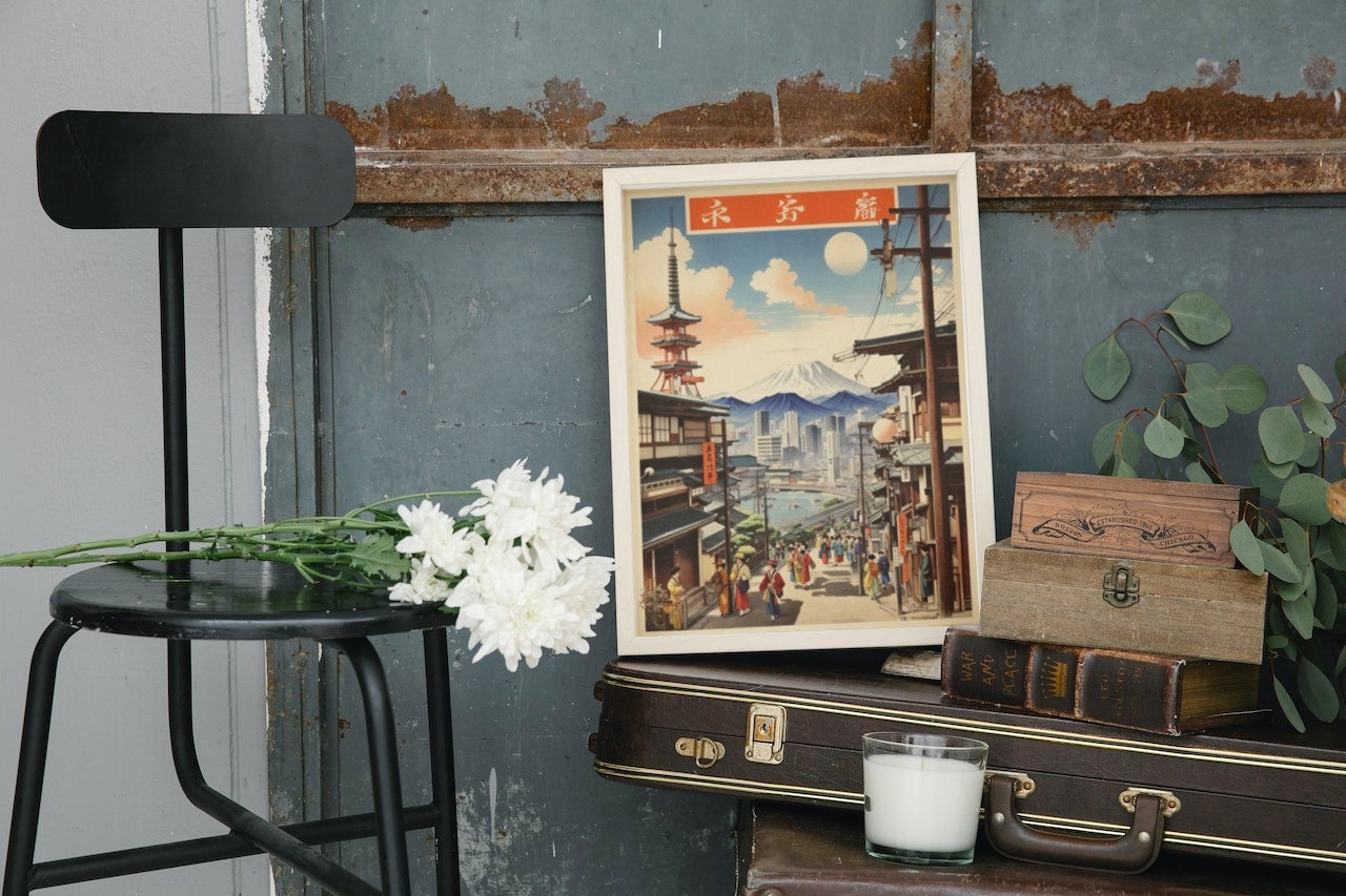 Vintage Japanese City Poster, Printable Wall Art, Digital Product ...