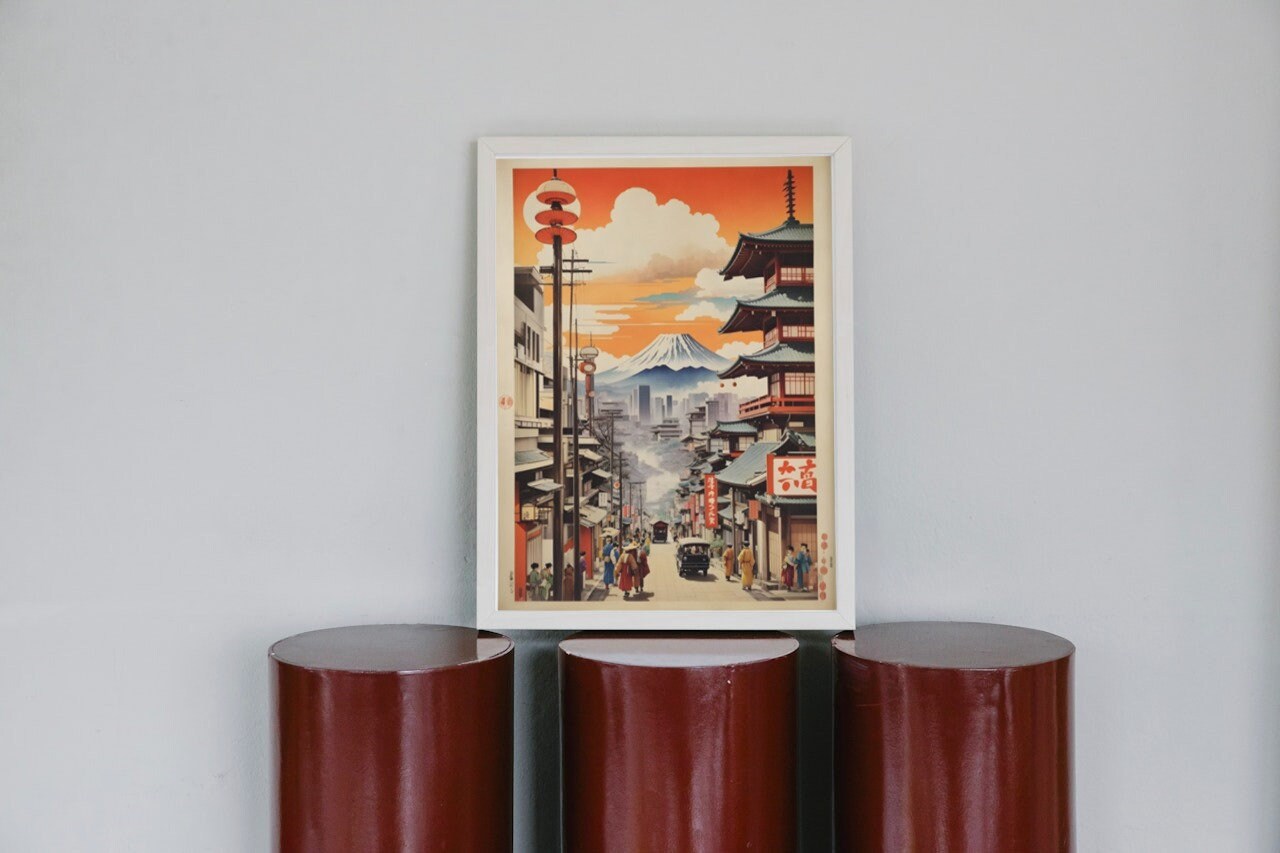 Vintage Japanese City Poster, Printable Wall Art, Digital Product ...