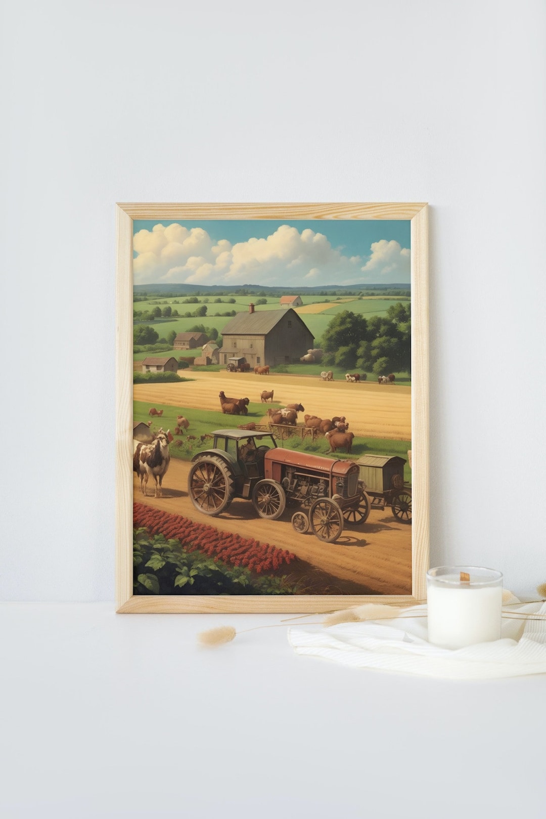 Vintage Farm Digital Art, Wall Art, Digital Product, Printable Art ...
