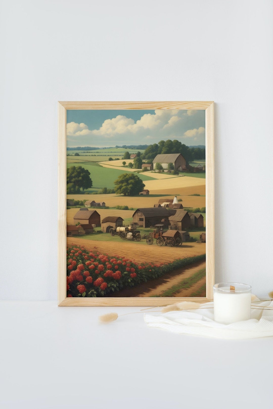 Vintage Farm Digital Art, Wall Art, Digital Product, Printable Art ...