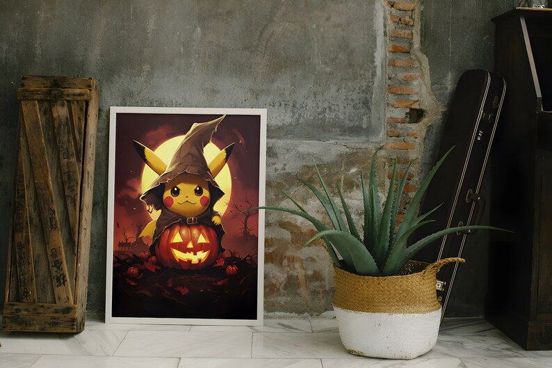 Spooky Pikachu Halloween Printable Wall Art - Etsy