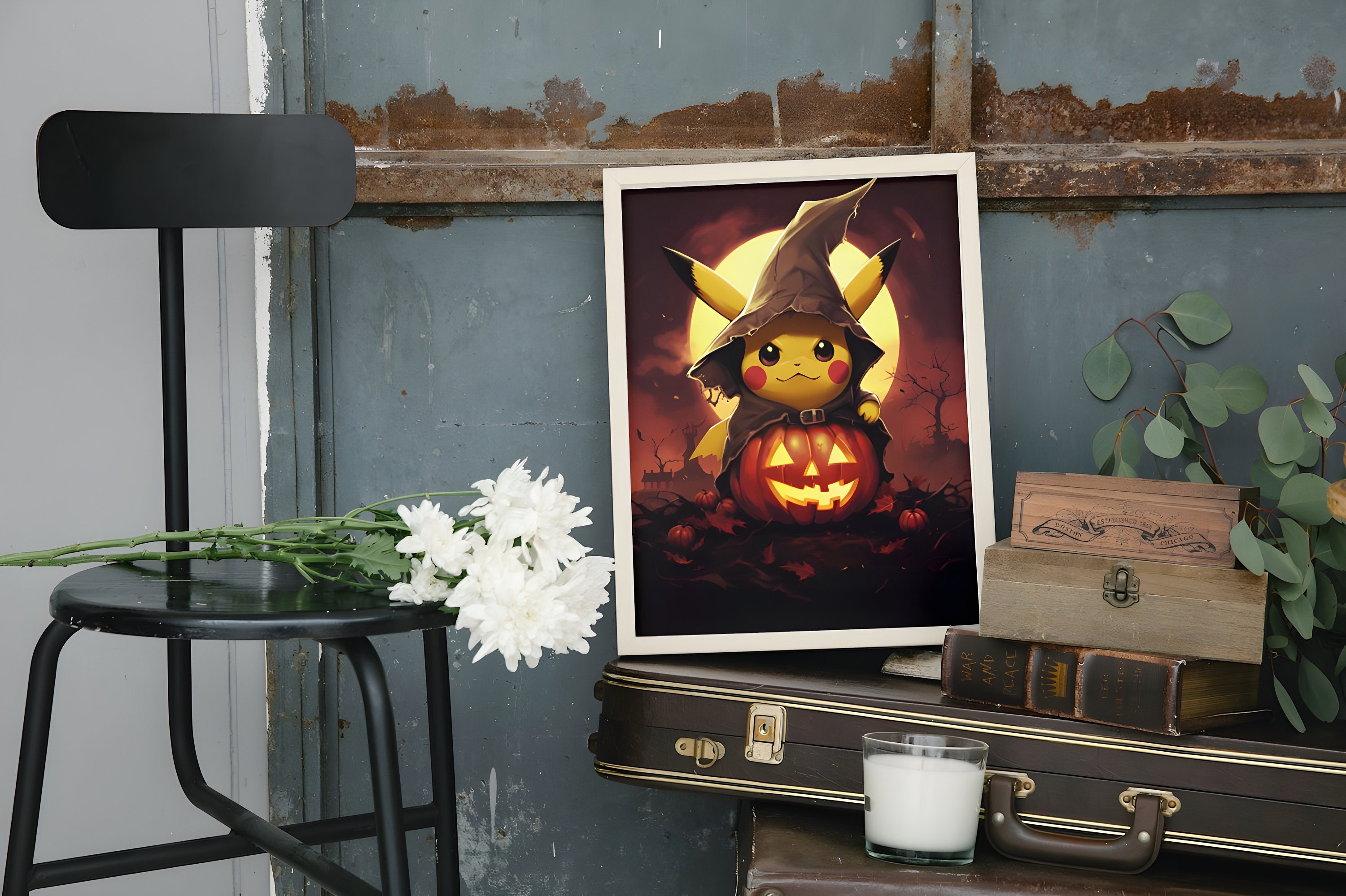 Spooky Pikachu Halloween Printable Wall Art - Etsy