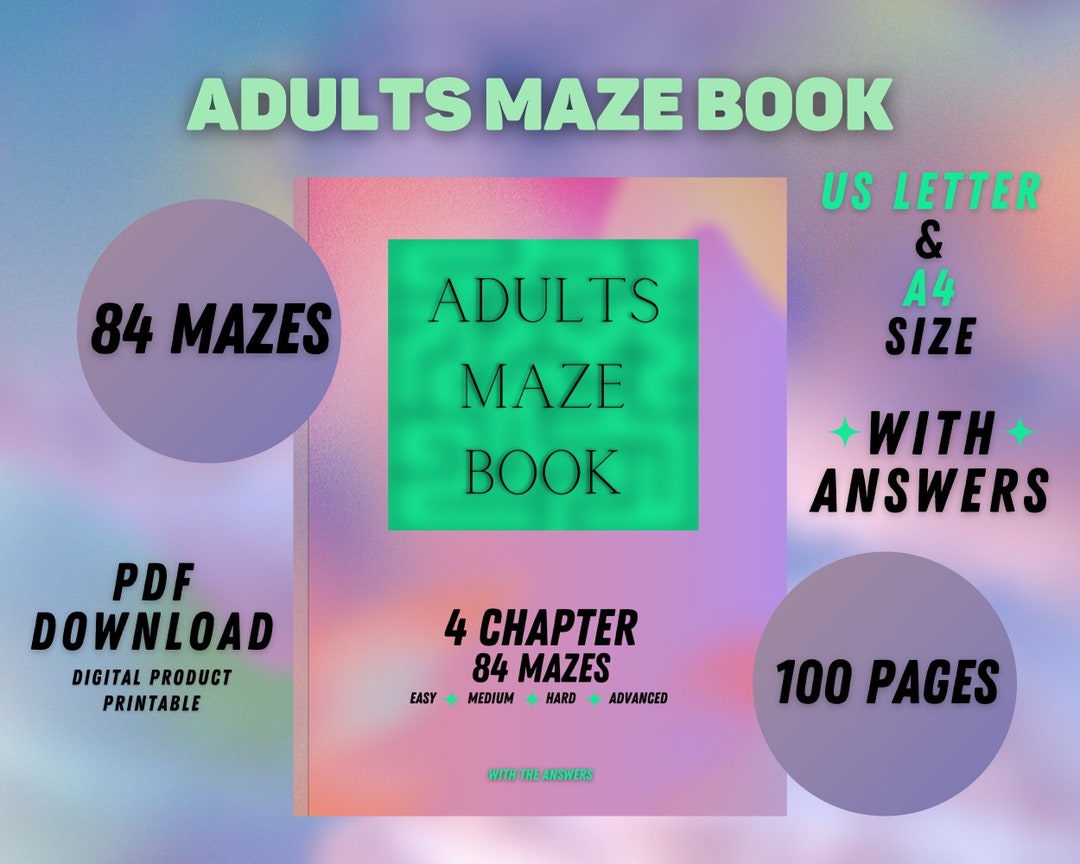 Adults Maze Book, Activity Book, Maze, for Adults, 84 Challenging Mazes ...