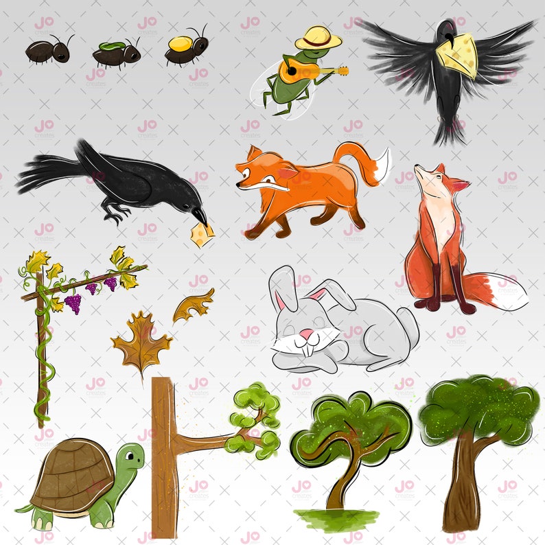 Aesop's Fables Elements Watercolour Png Transparent - Etsy