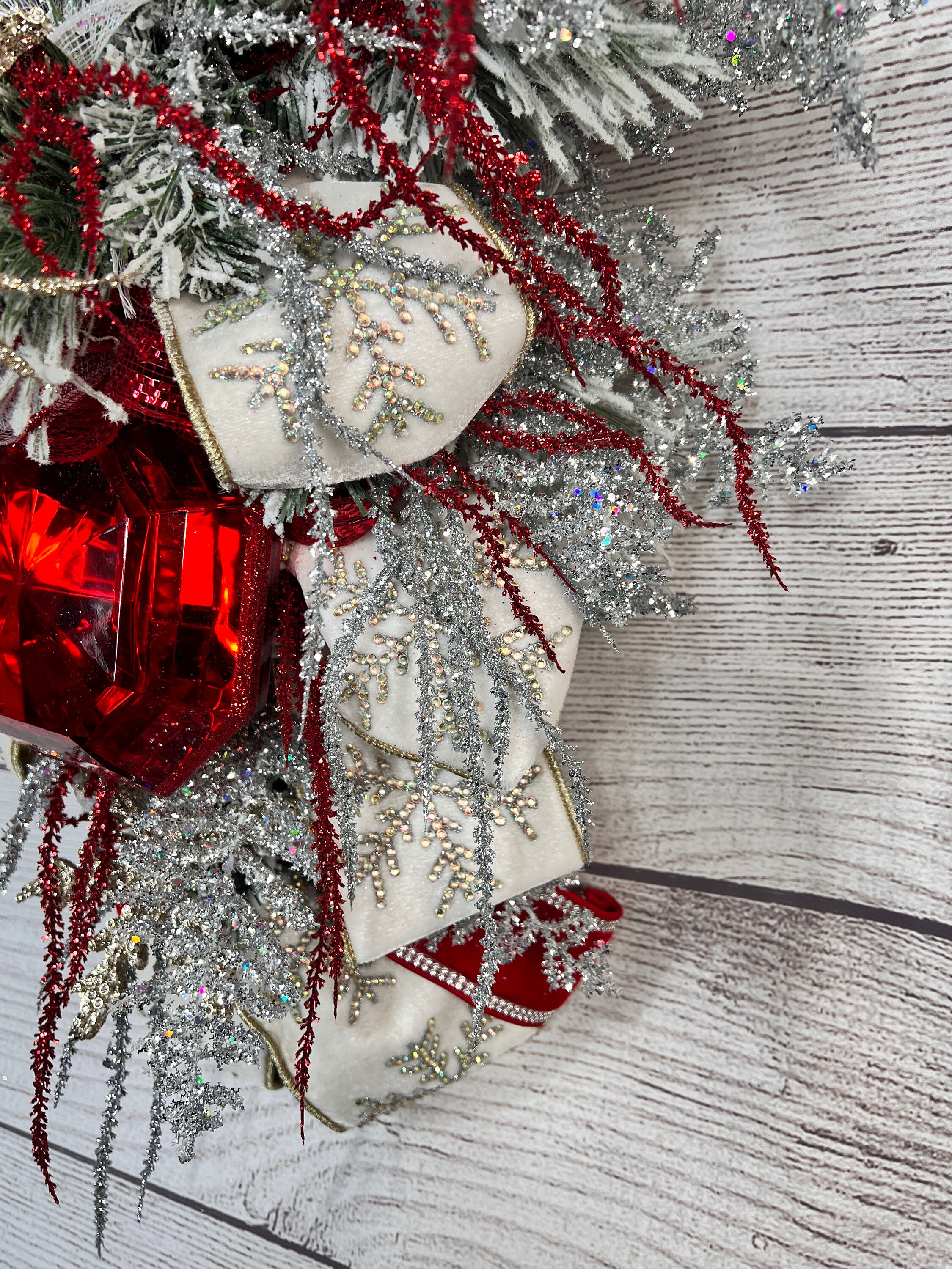 Elegant Winter Front Door Teardrop Swag, Swag With Jewels, Jewel Door ...