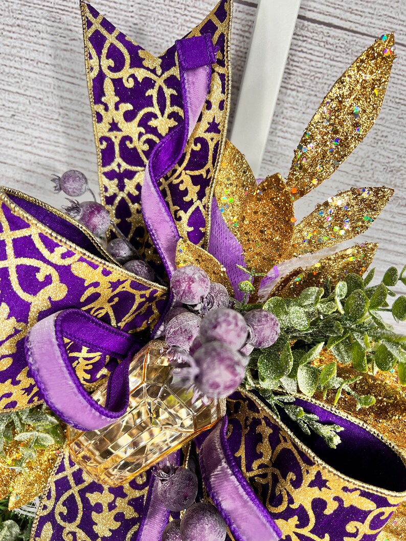 Elegant Purple Gem Swag, Purple and Gold Holiday Decoration, Large ...