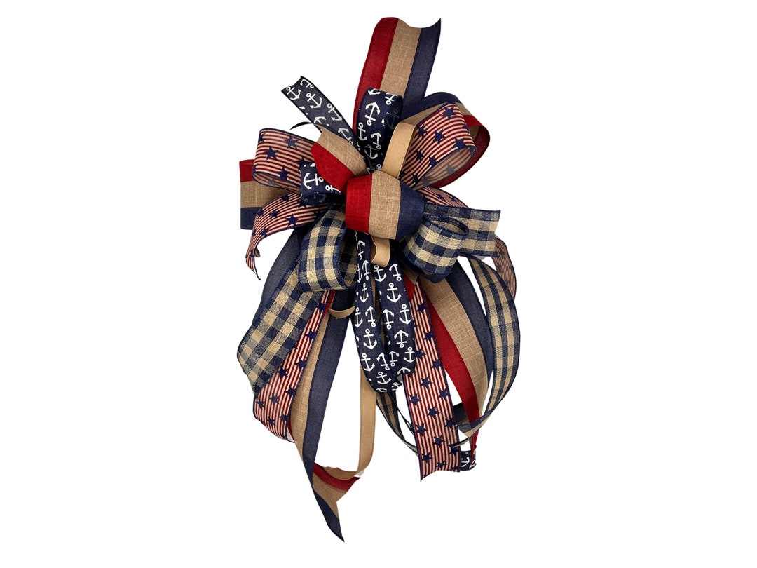 Patriotic Bow for Home Decor, Porch, Lantern, Mailbox Bow, Perfect ...