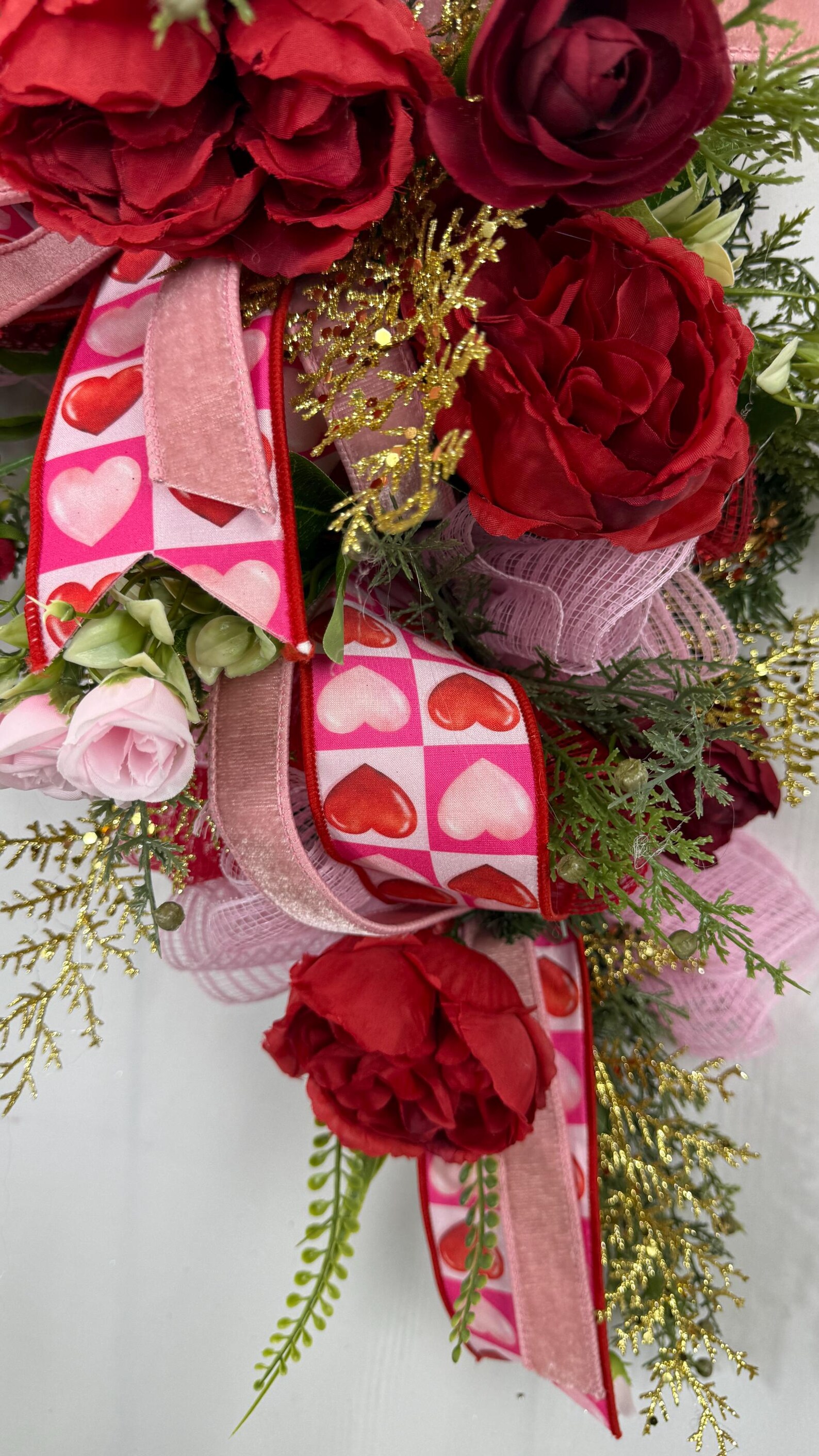 Handmade Valentine Swag: Red & Pink Roses, Heart Accents - Etsy