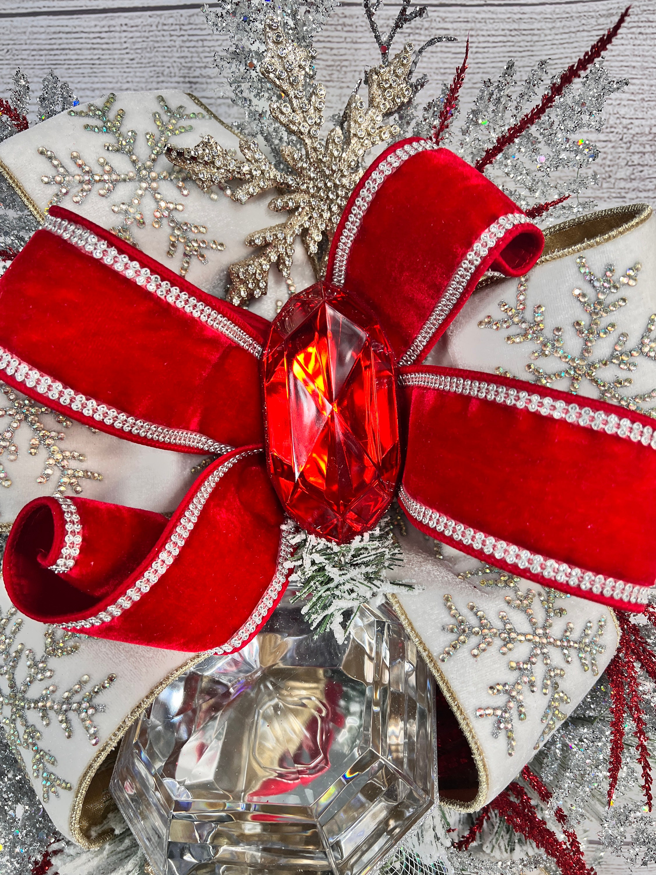 Elegant Winter Front Door Teardrop Swag, Swag With Jewels, Jewel Door ...