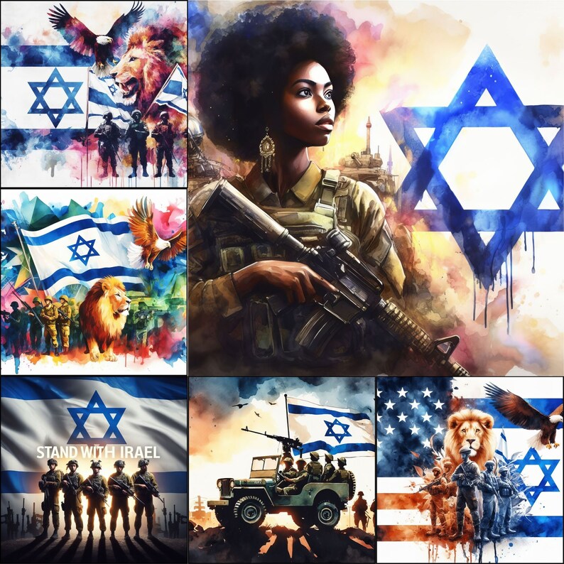 Israel Israeli Flag Star of David Israel Soldier Lion Digital Art ...