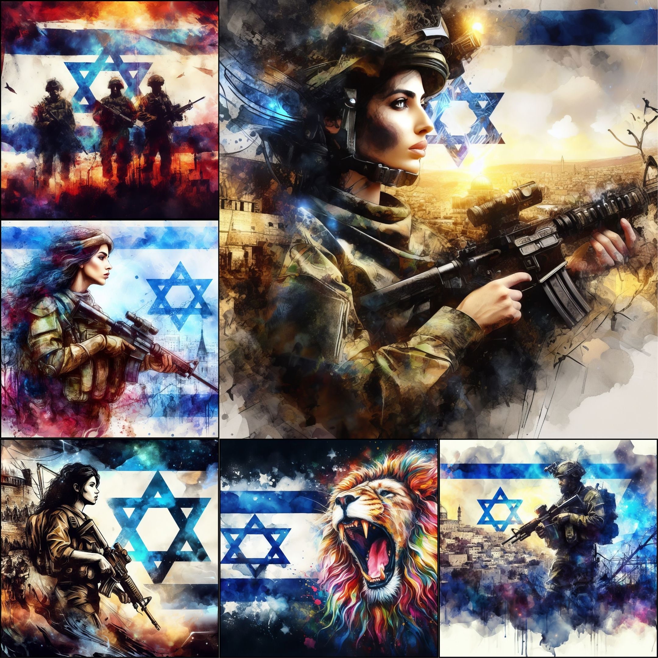 Israel Israeli Flag Star of David Israel Soldier Lion Digital Art ...