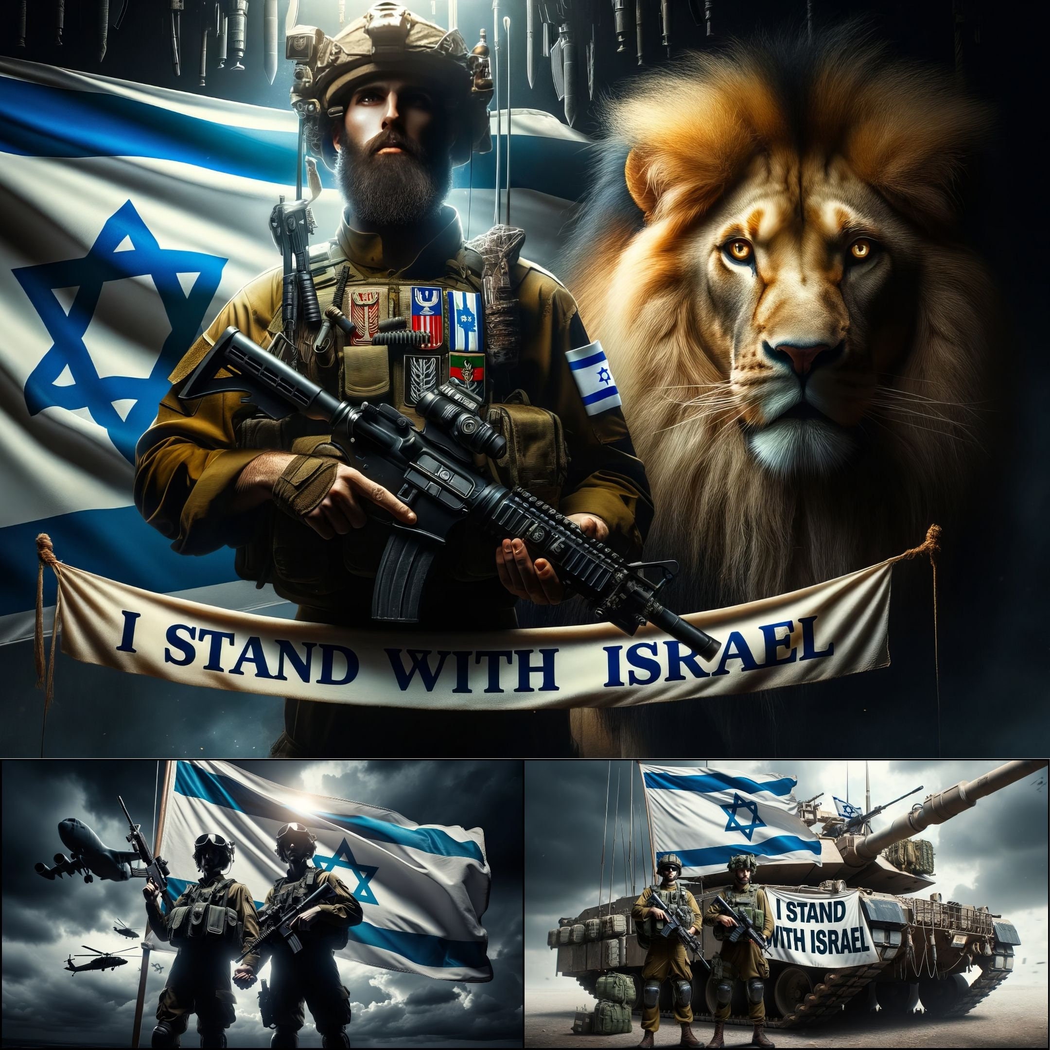 Israel Israeli Flag Star of David Israel Soldier Lion Digital Art ...