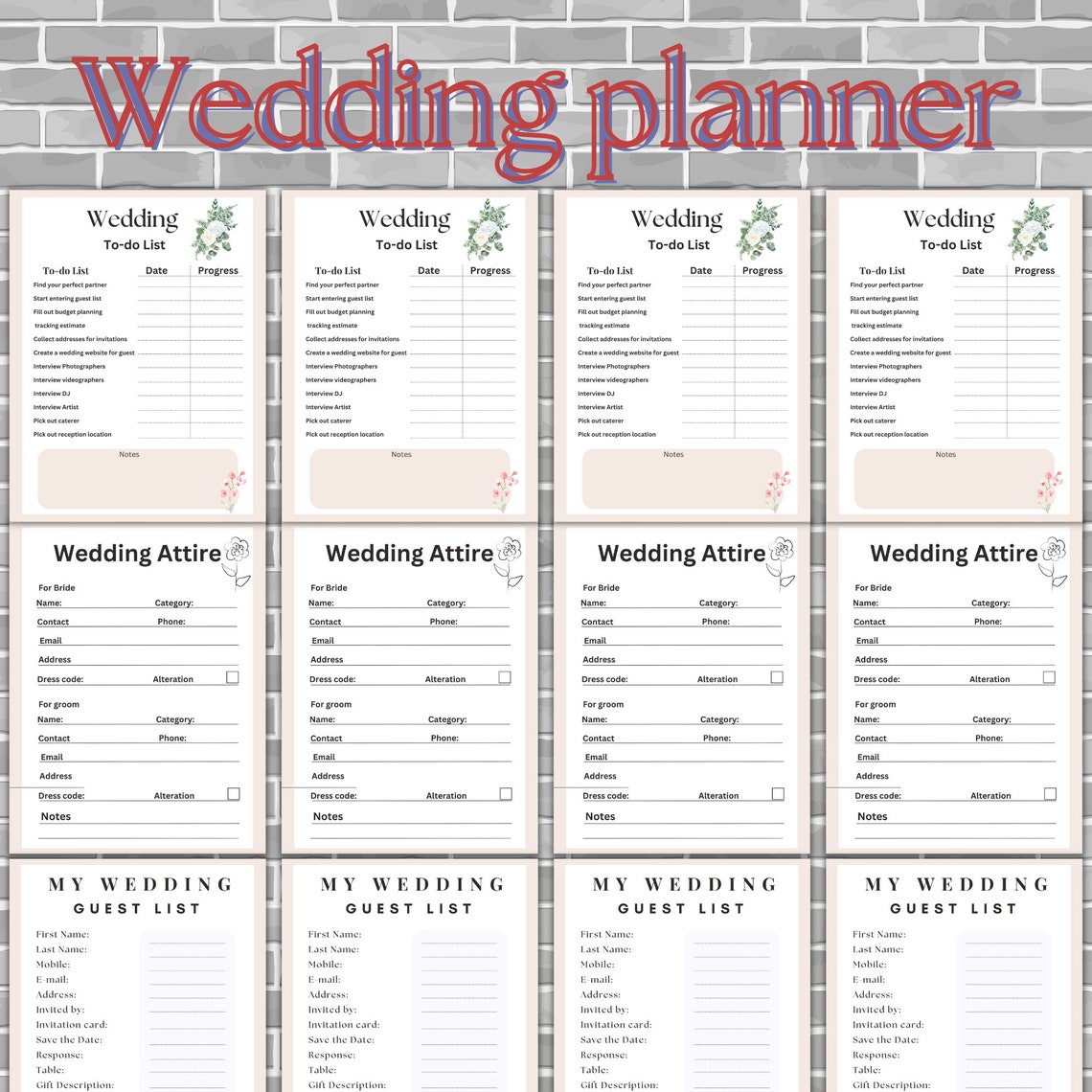 Wedding Planner Printable, Printable Wedding Planner Kit, Wedding ...
