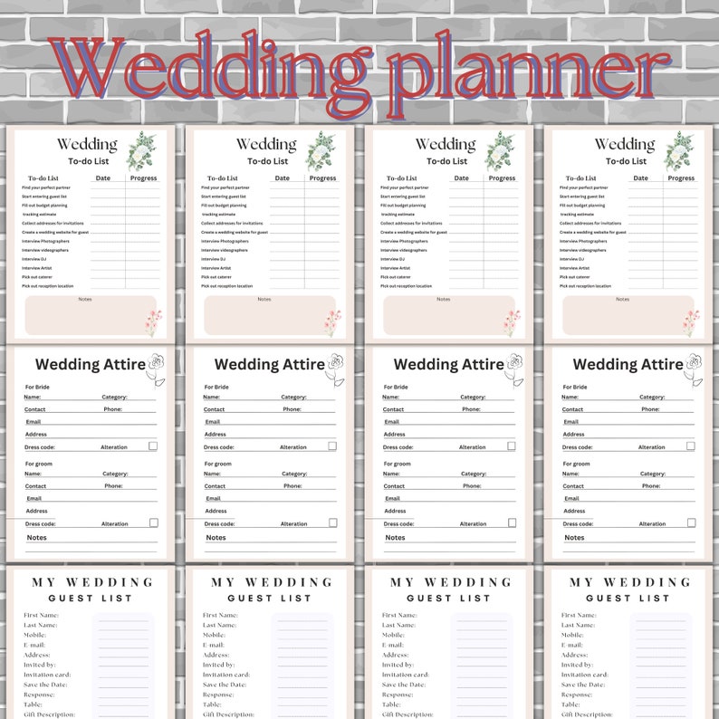 Wedding Planner Printable, Printable Wedding Planner Kit, Wedding ...