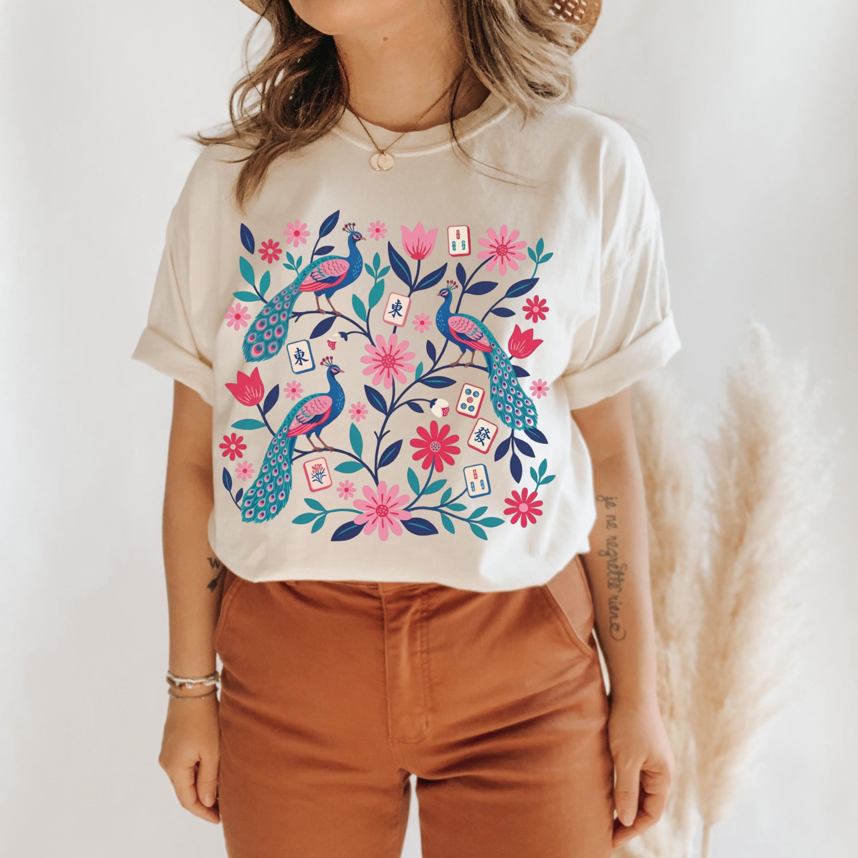 Mahjong Shirt Mahjong Bird Peacocks Shirt Comfort Colors Mahjong Gifts ...