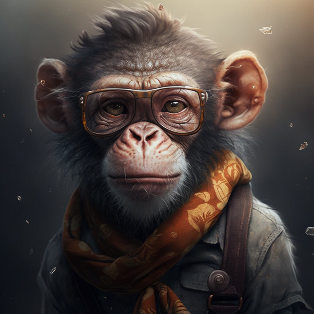 Ape-titude: the Brainy Primate in Glasses and Overalls - Etsy