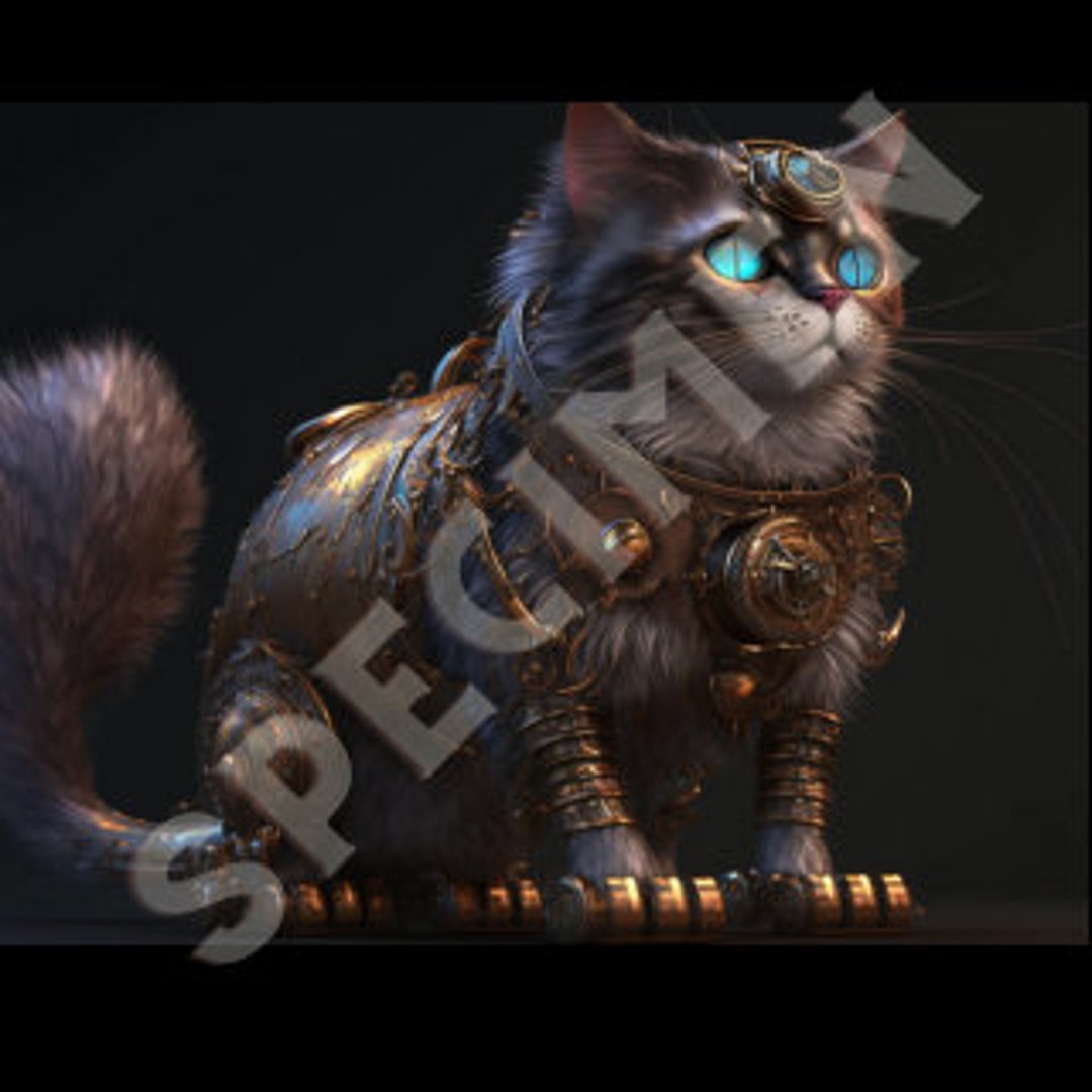 The Perfect Steampunk Pet: A Blue-eyed Feline Rendered in Octane - Etsy