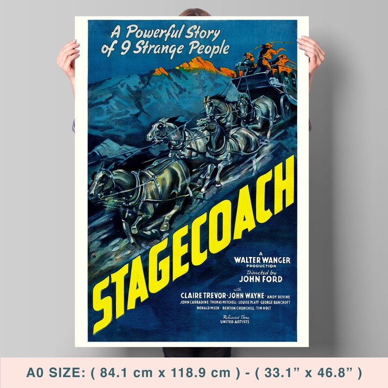 Stagecoach, John Ford, 1937 - HQ Retro Movie Poster, Premium Semi ...