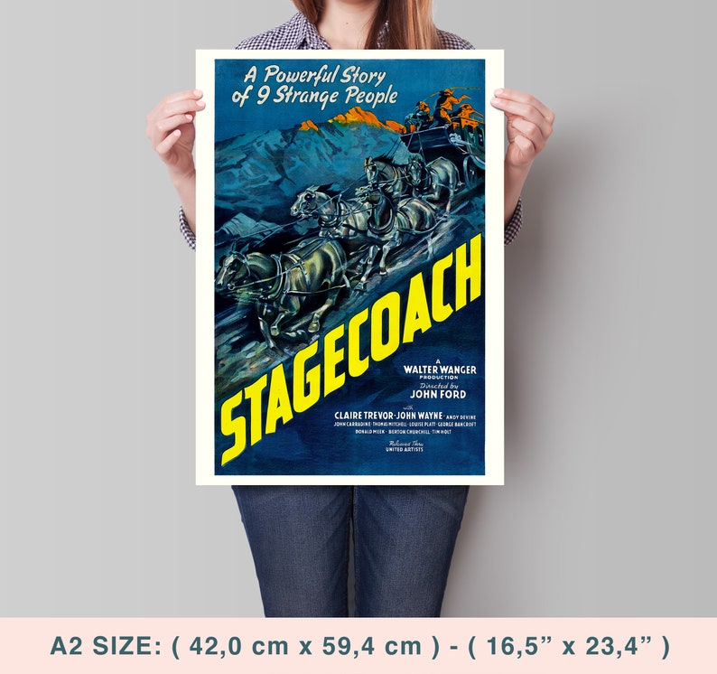 Stagecoach, John Ford, 1937 - HQ Retro Movie Poster, Premium Semi ...