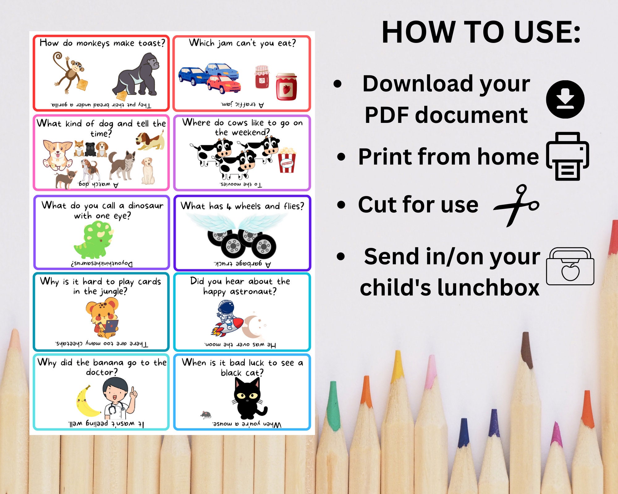 Mega Bundle Printable Kids Lunchbox Notes - 90 Funny/punny Jokes ...
