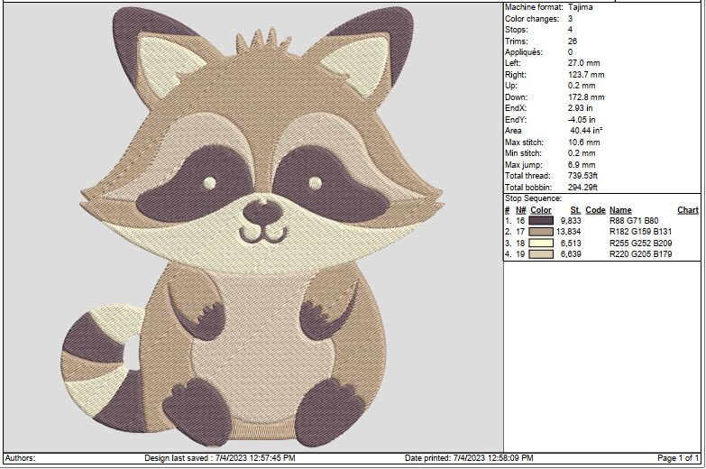 Raccoon Machine Embroidery Design Kawaii Raccoon Embroidery - Etsy