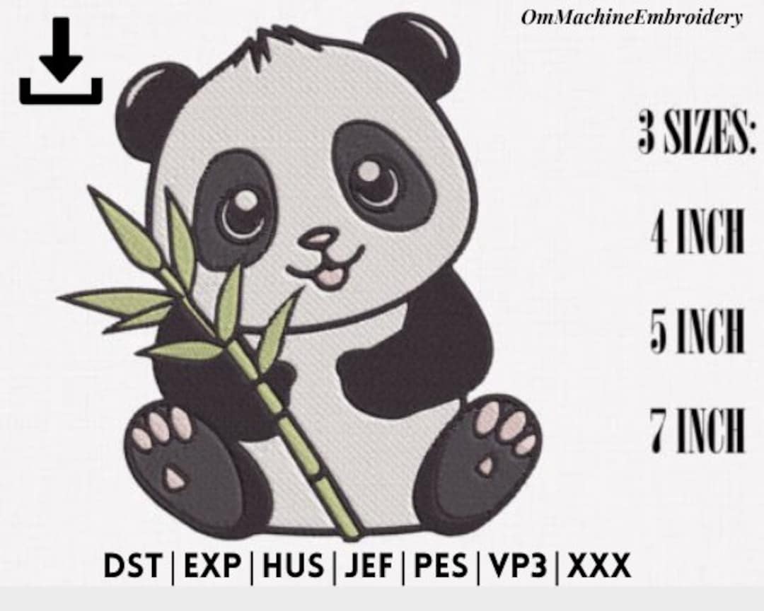 Happy Panda Machine Embroidery Design Panda Embroidery Files - Etsy