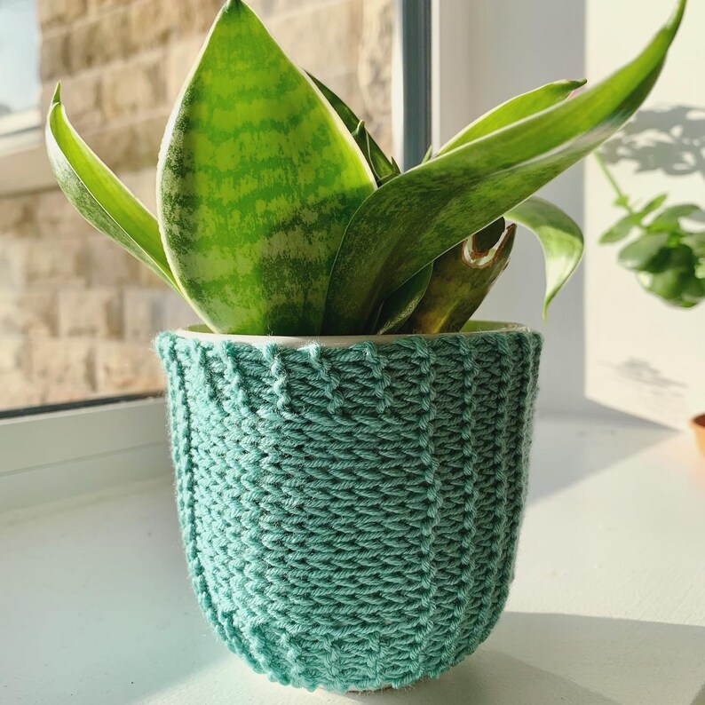 Handmade Knitted Plant Pot Cover - Keeps Houseplants Cosy, Colourful ...