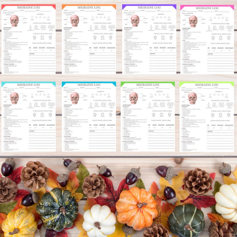 Migraine Log Headache Tracker Journal symptom Log Instant PDF Download ...