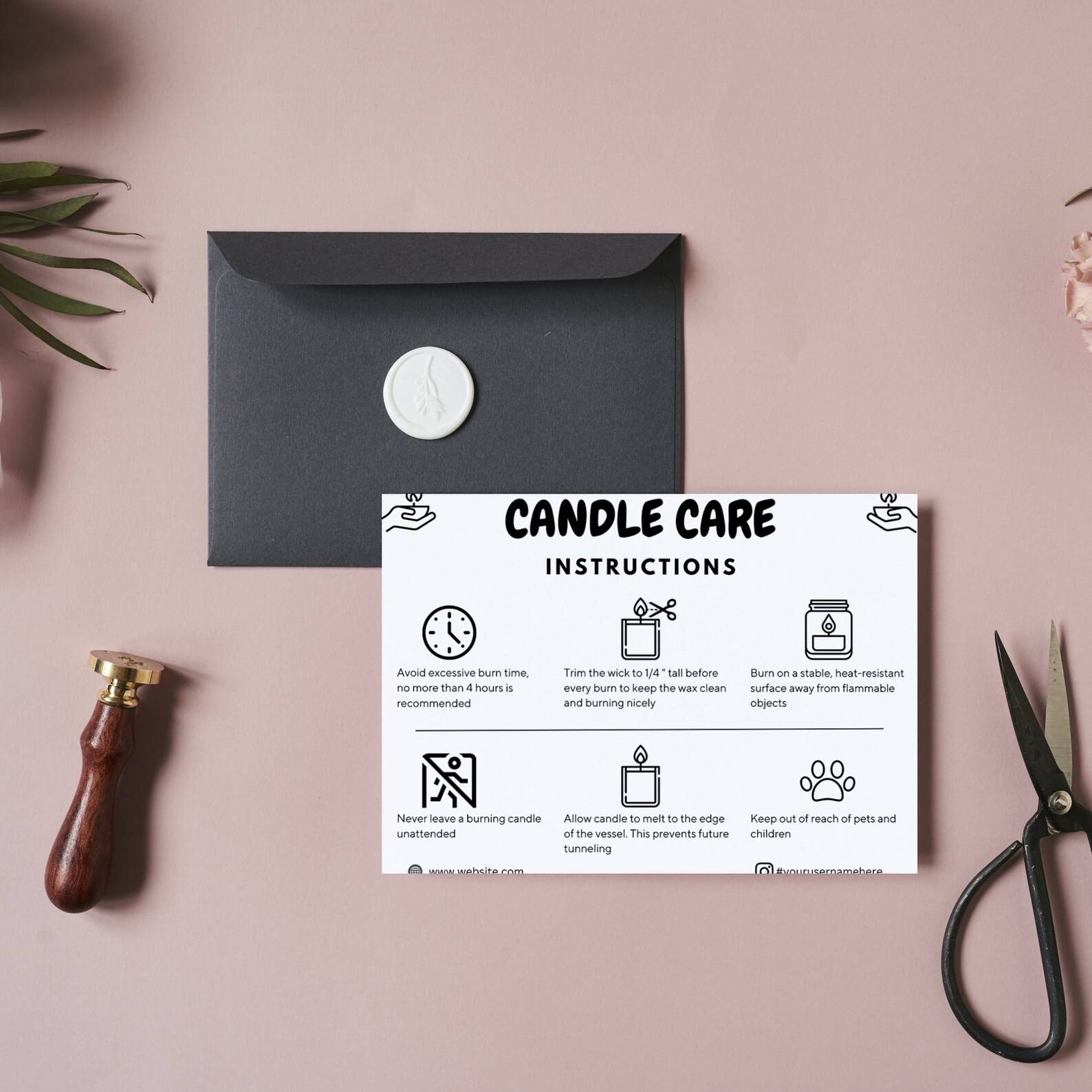 Candle Care Instructions, Editable Template | Printable Candle ...