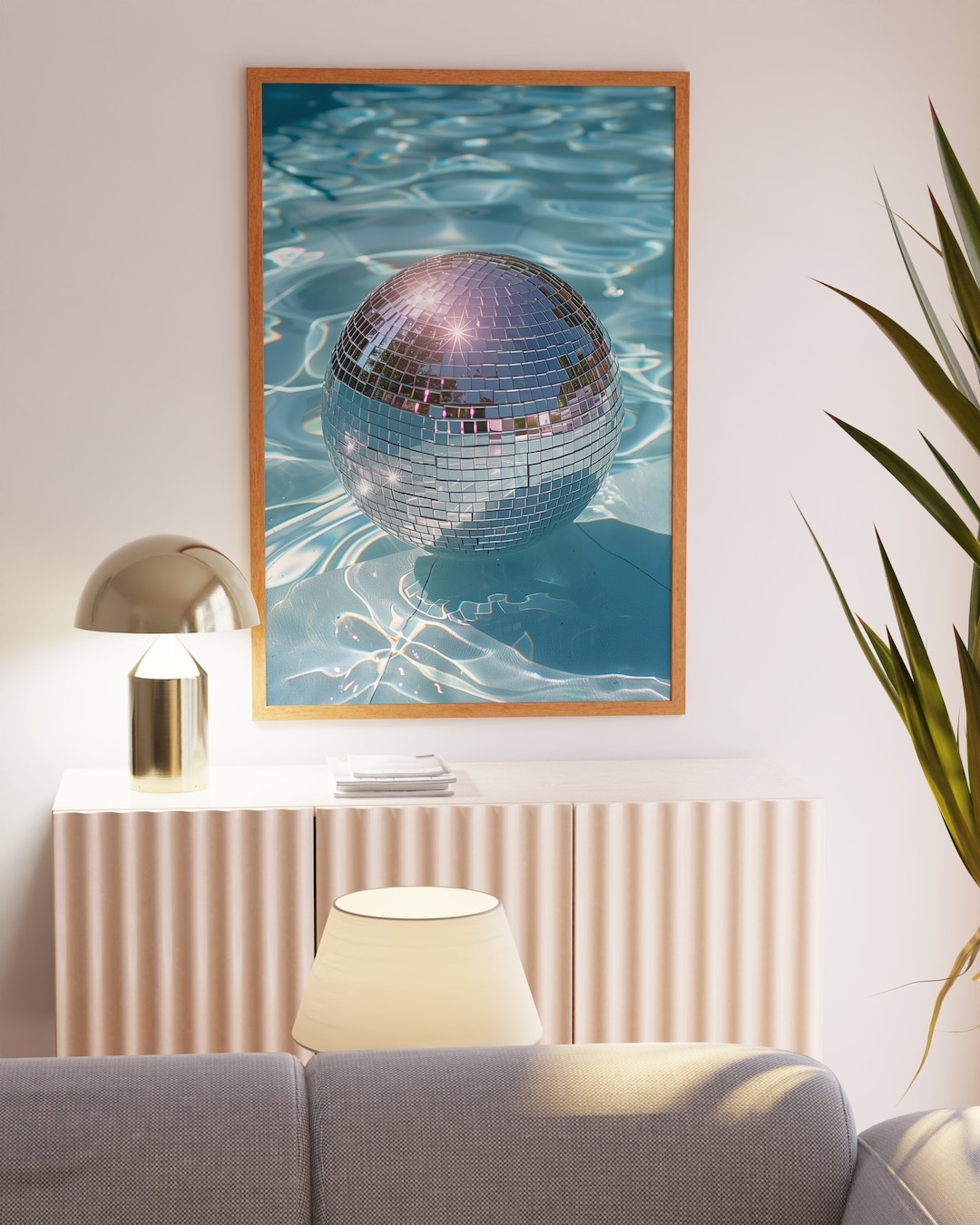 Disco Ball Pool Poster, Pool Party Disco Vibes, Funky Disco Ball Poster ...