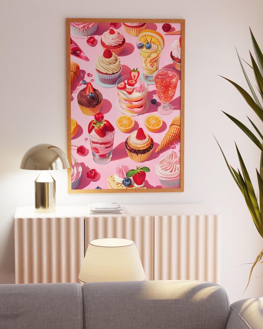 Whimsical Dessert Illustration Poster, Colorful Cupcakes & Sweets Art ...