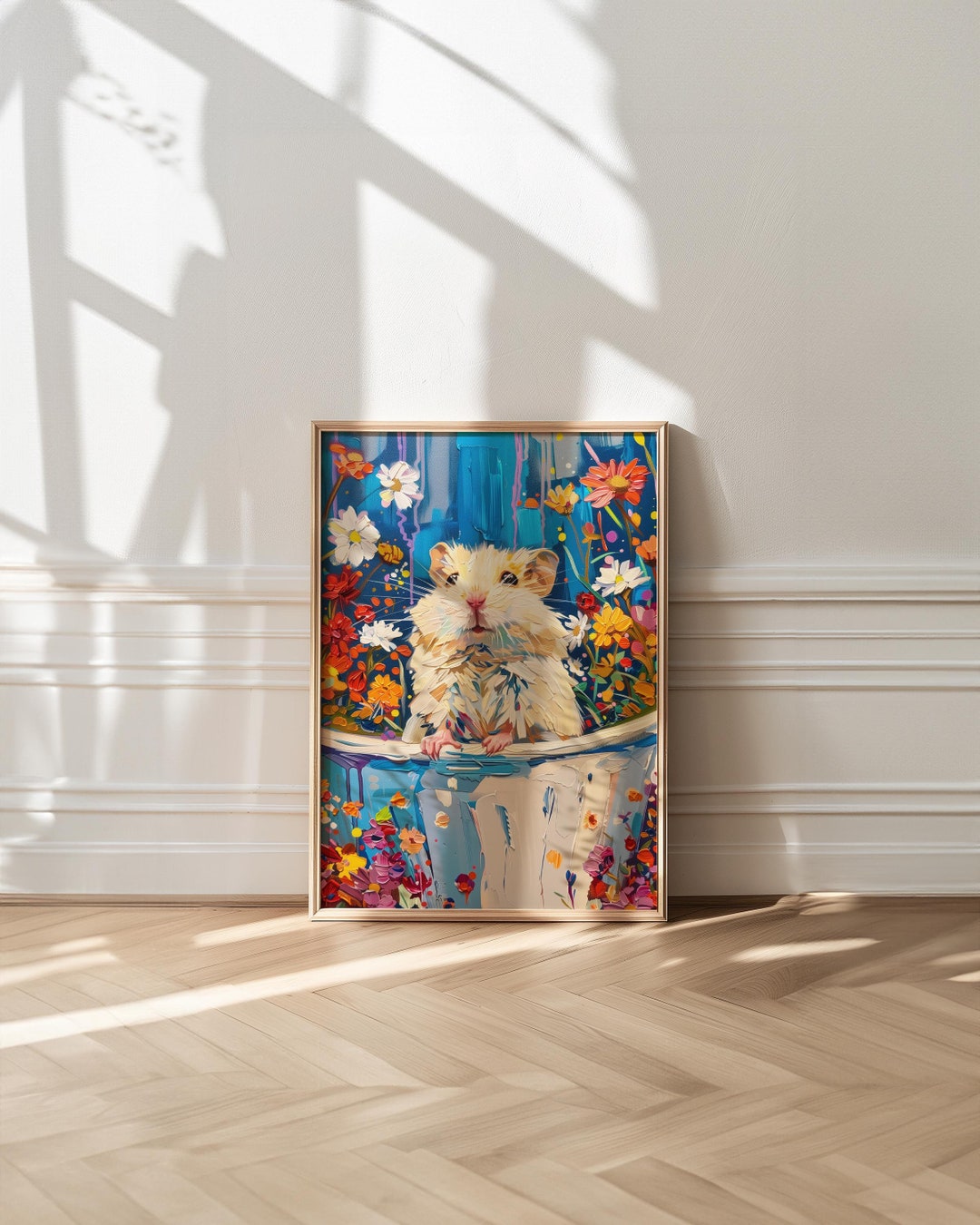 Colorful Hamster Poster: Dopamine Decor, Hamster Print With Flowers ...