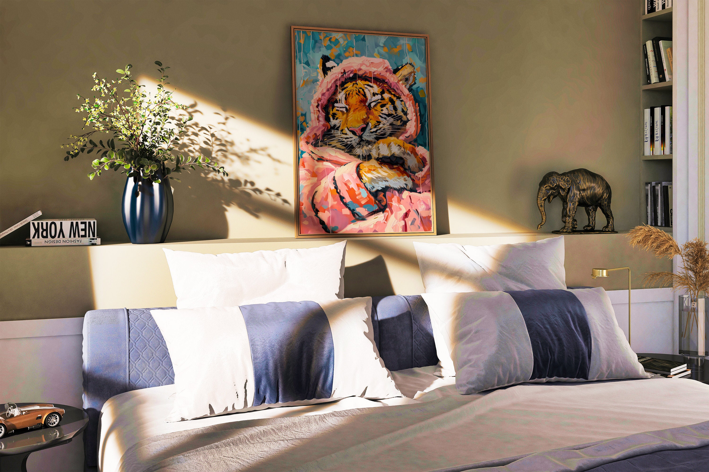 Maximalist Tiger Poster, Bathroom&bedroom Wall Art, Dopamine Decor ...