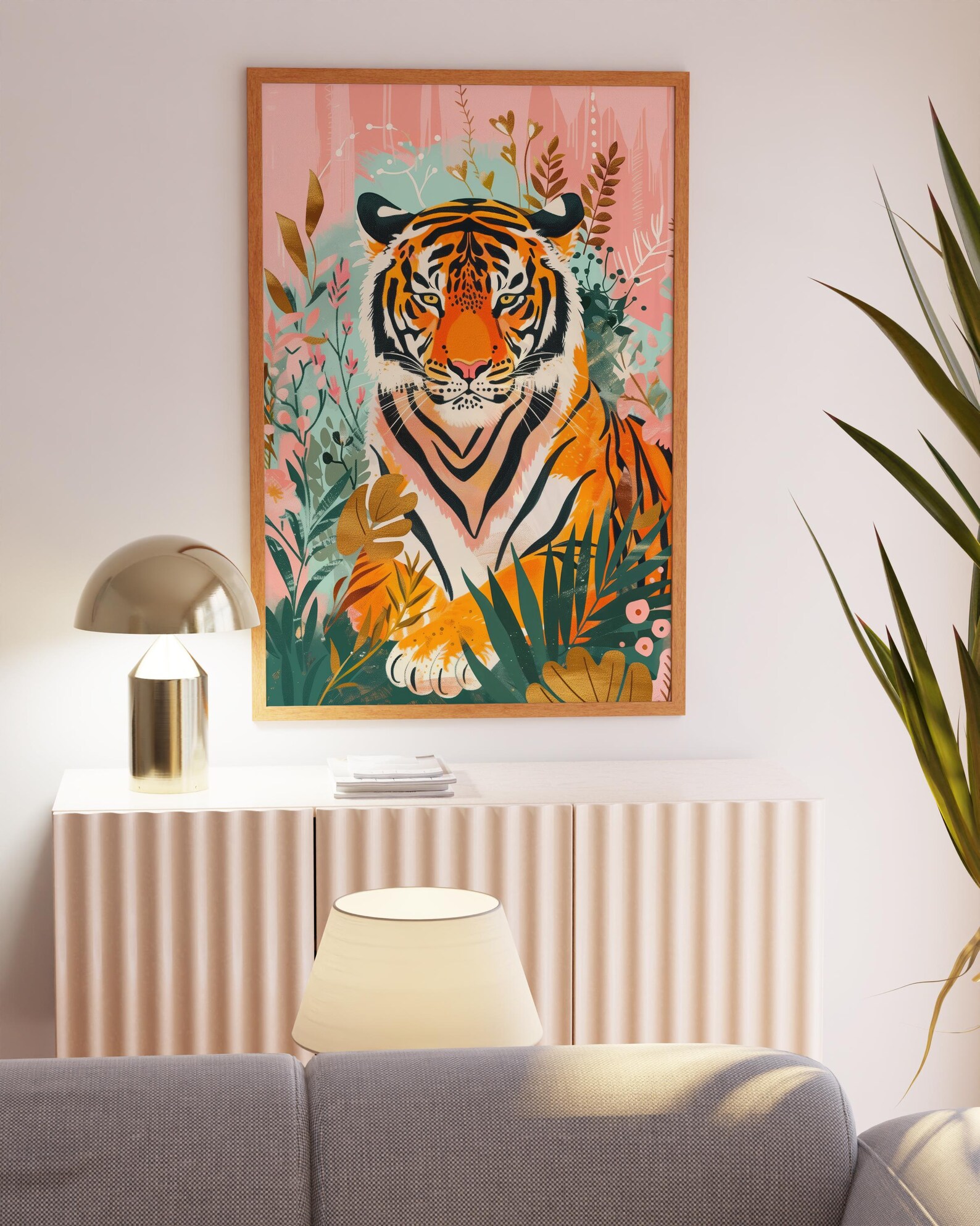 Whimsical Tiger Illustration Print, Vibrant Tiger Art Print, Modern ...