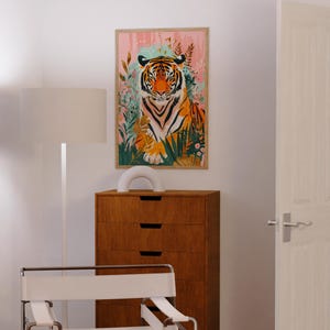 Whimsical Tiger Illustration Print, Vibrant Tiger Art Print, Modern ...
