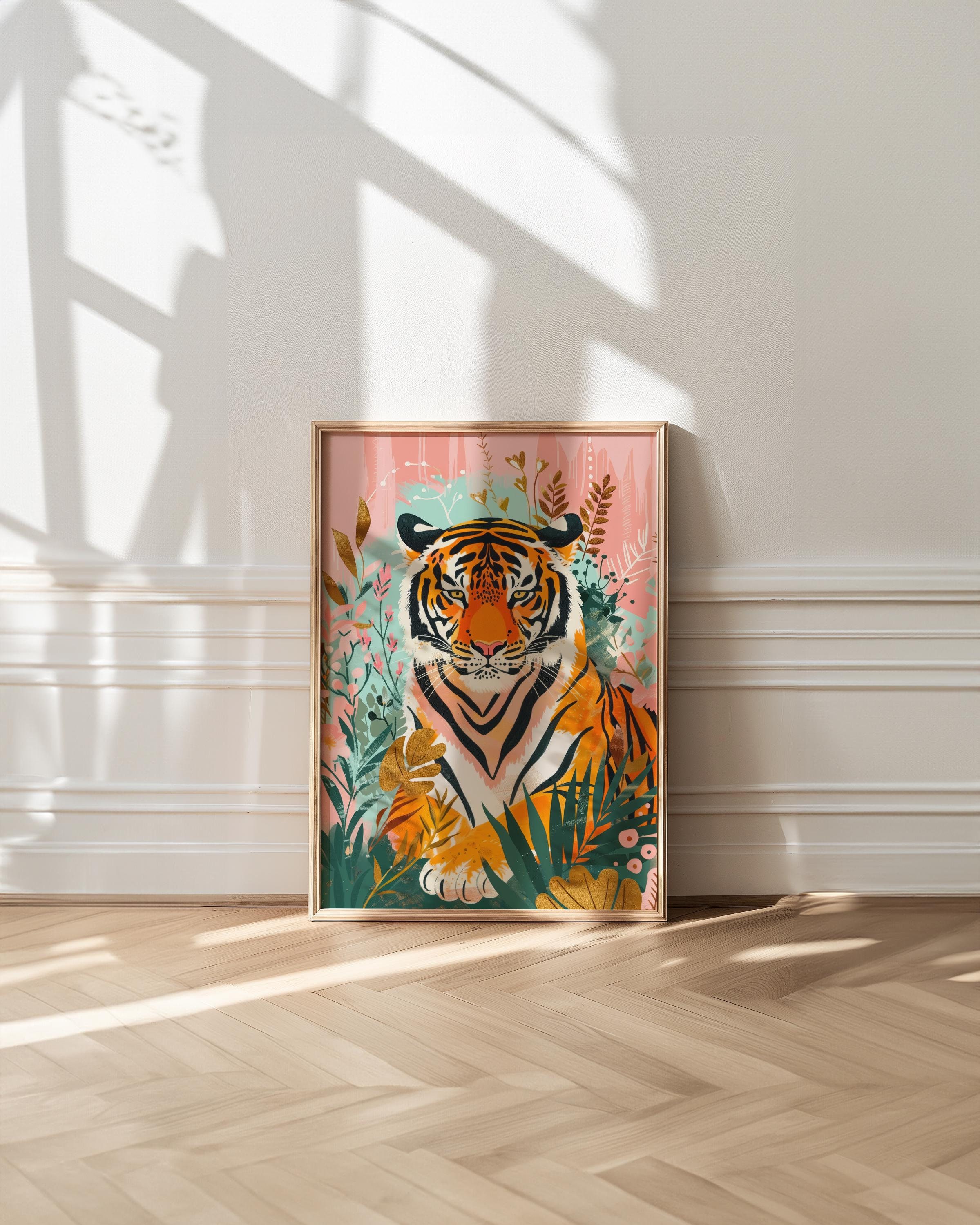 Whimsical Tiger Illustration Print, Vibrant Tiger Art Print, Modern ...