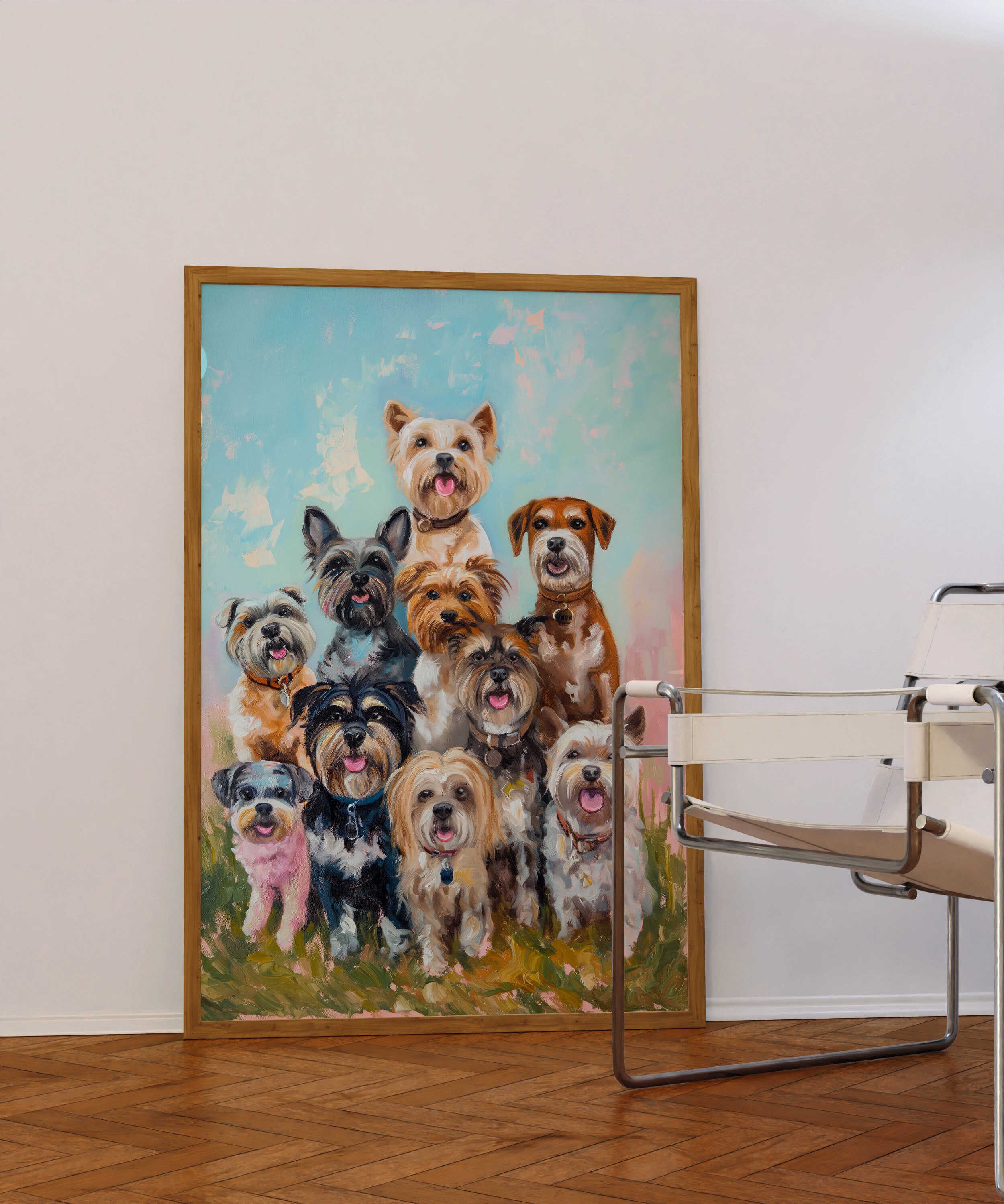 Colorful Dogs Poster Digital Download, Gouache Painting With Pastel ...