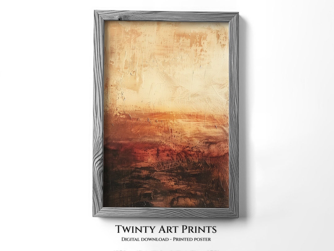 Abstract Sunset at Desert Scene Art, Printed, Bohemian Prints, Knife ...